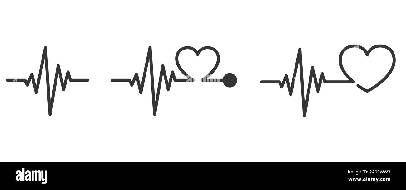 Heartbeat Symbol isoliert. Vektor Puls Symbol. Satz flacher Puls ...