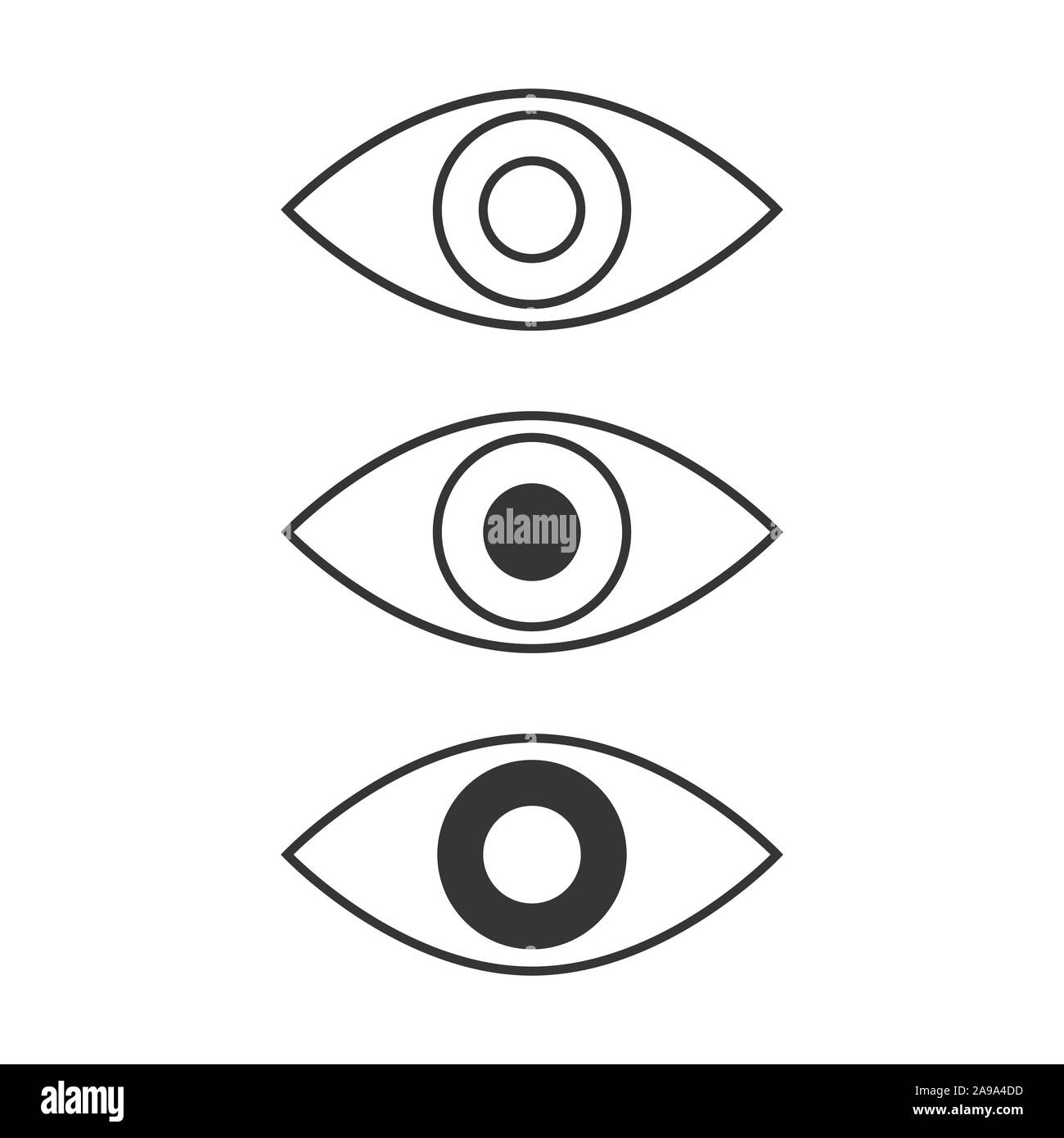 Satz von Vector Eye Icons. Schwarz aussehen und Vision Symbole im ...