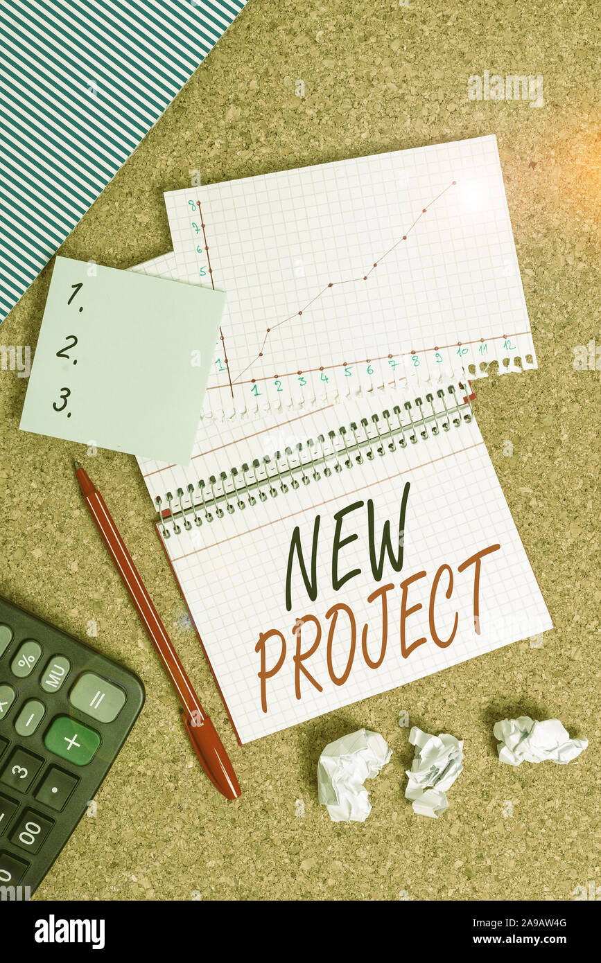 Konzeptionelle Handschrift zeigt neue Projekt. Begriff Sinne geplante ...