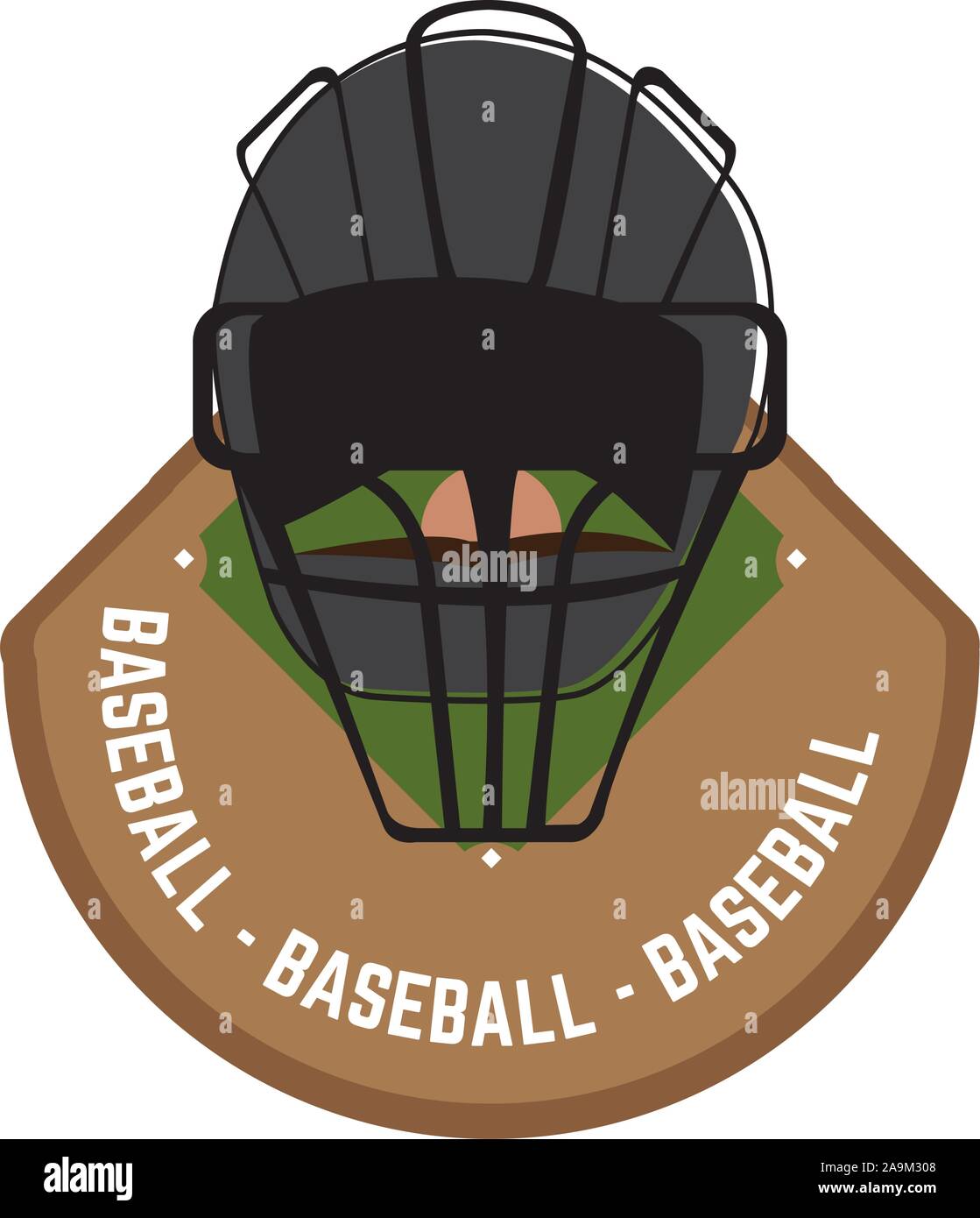 Baseball Schild mit einem Feld Basis und Helm - Vector Illustration ...