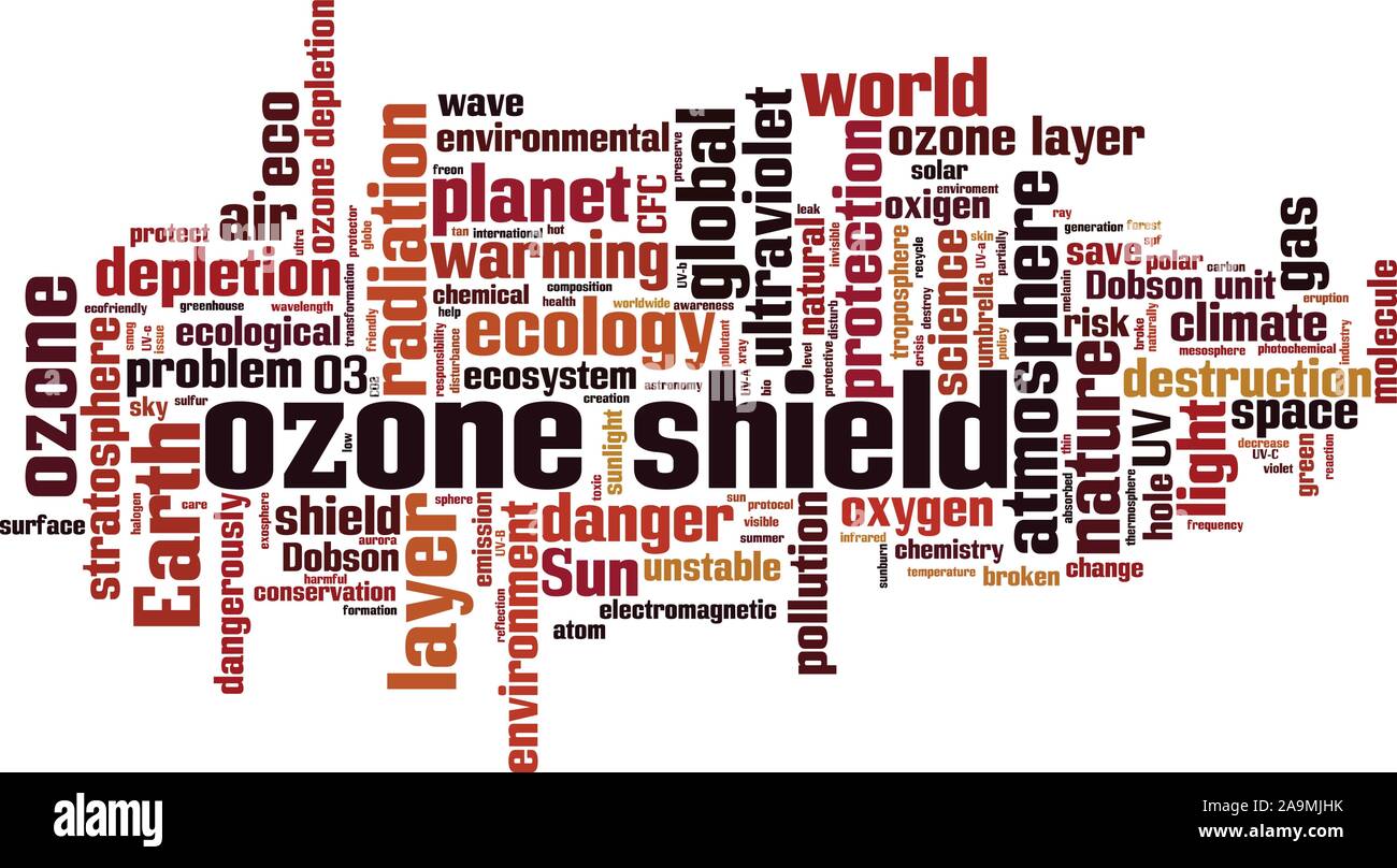 Ozon schild Wort cloud Konzept. Collage aus Worten über Ozon Schild ...