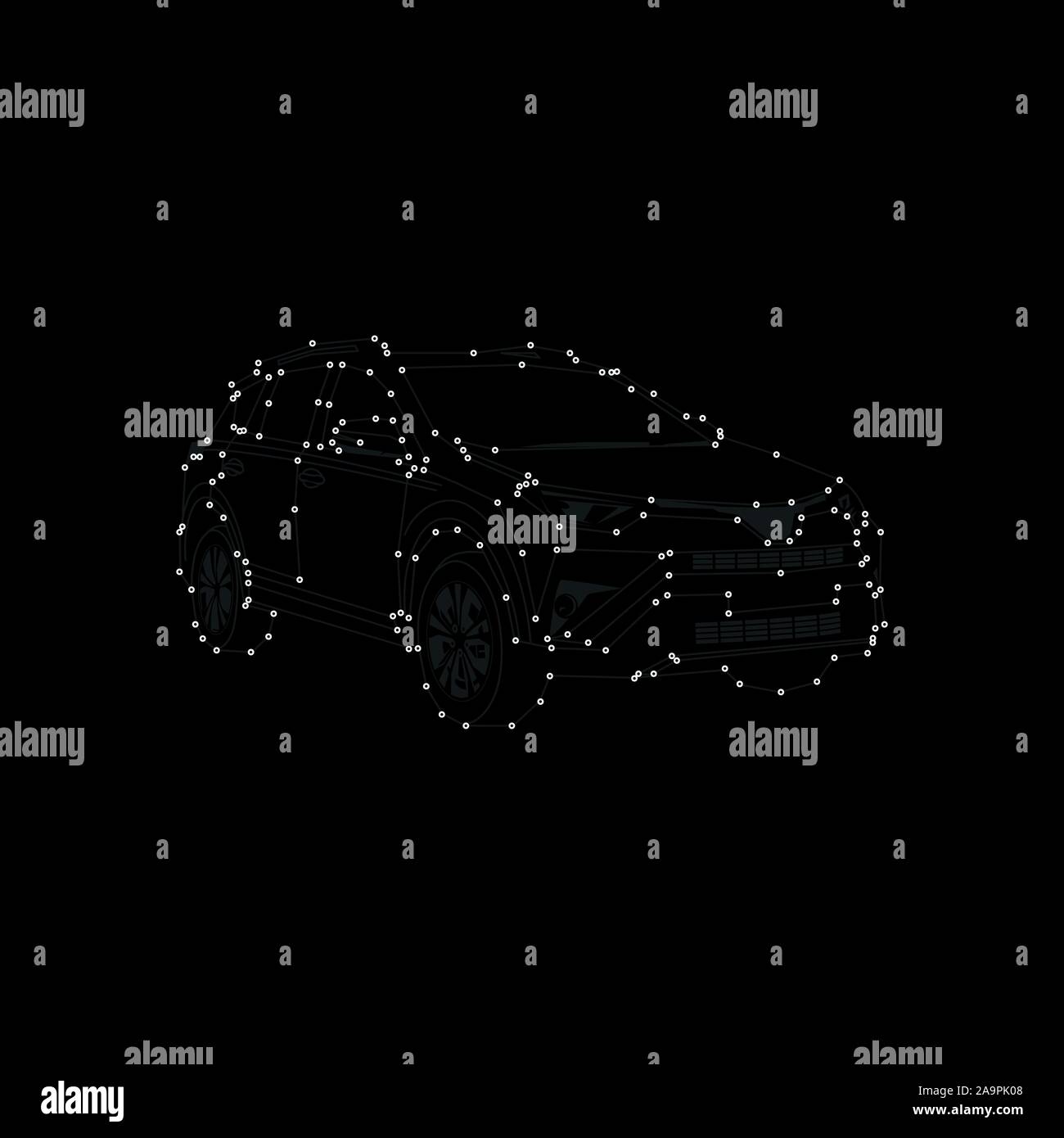 Vektor Bild Auto. Stilisierte Linien Connection Points. Design, Auto ...