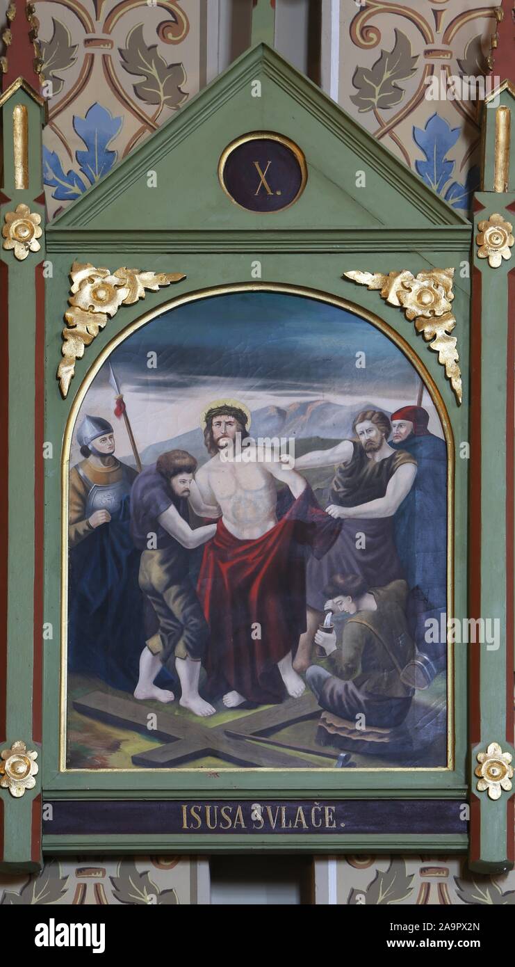 10 Stationen des Kreuzes, Jesus wird seiner Kleider beraubt, Kirche des ...