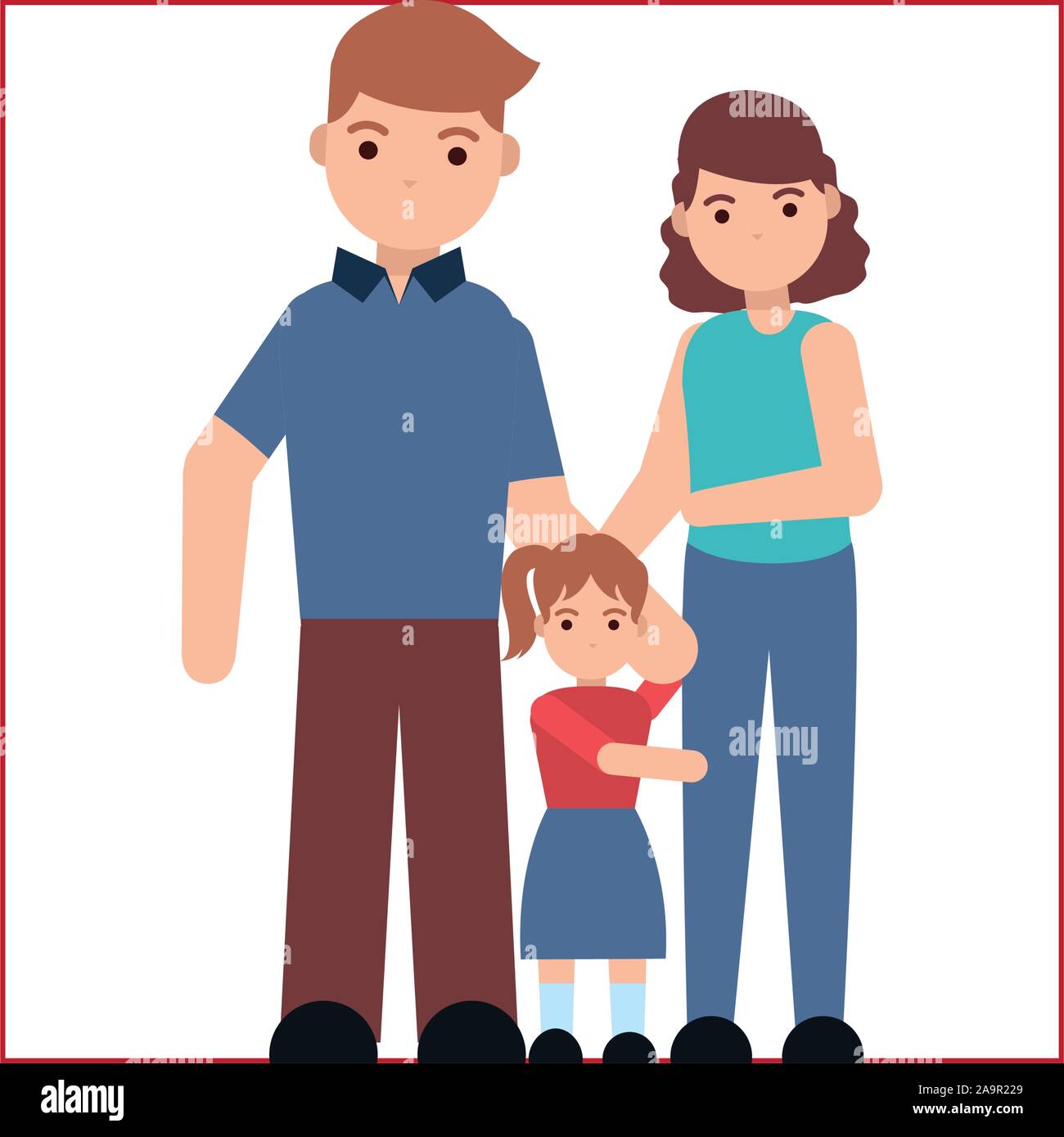 Eltern und Tochter der Familie flachbild Bild Vector Illustration Stock ...