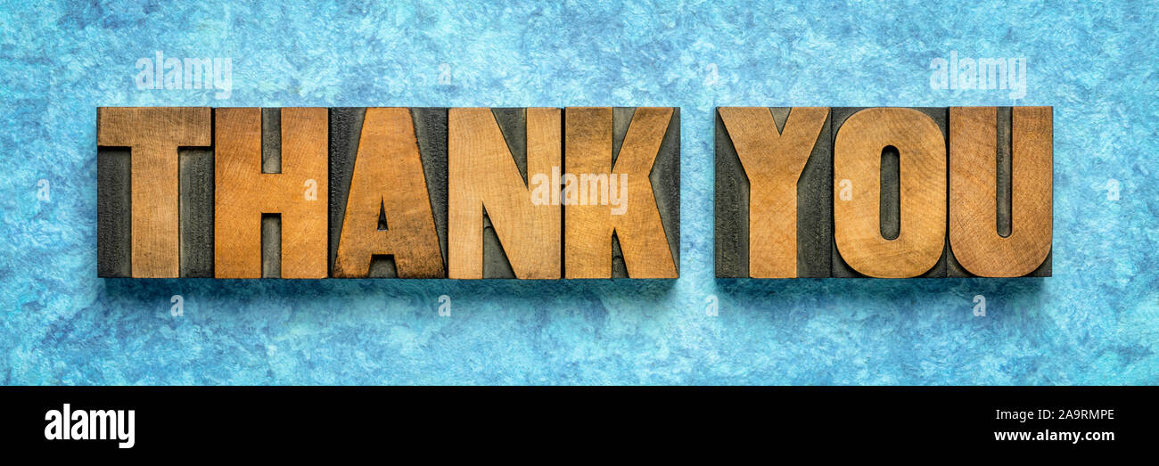 Vielen Dank Banner-word Abstract in Vintage buchdruck Holz Bausteine ...