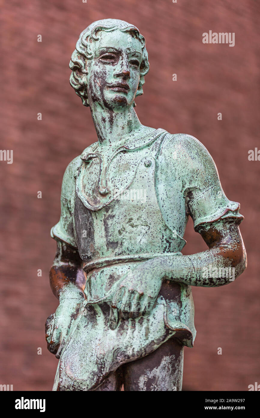 Die Düsseldorfer Molder Junge, Bronzestatue von 1932 vom Bildhauer ...