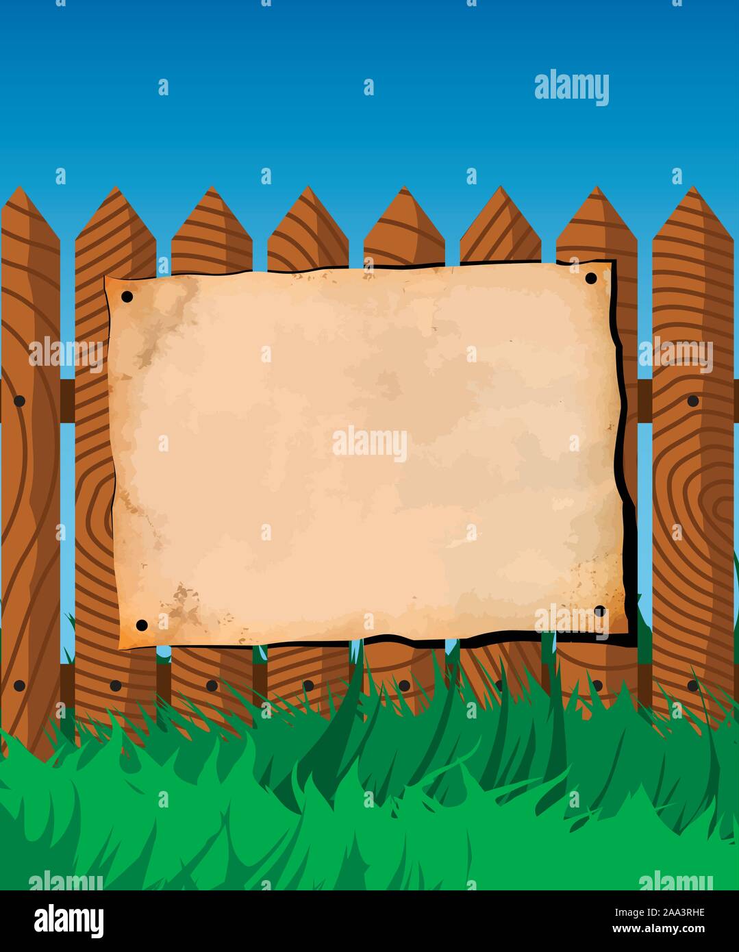 Gelbes schild am zaun Stock-Vektorgrafiken kaufen - Alamy