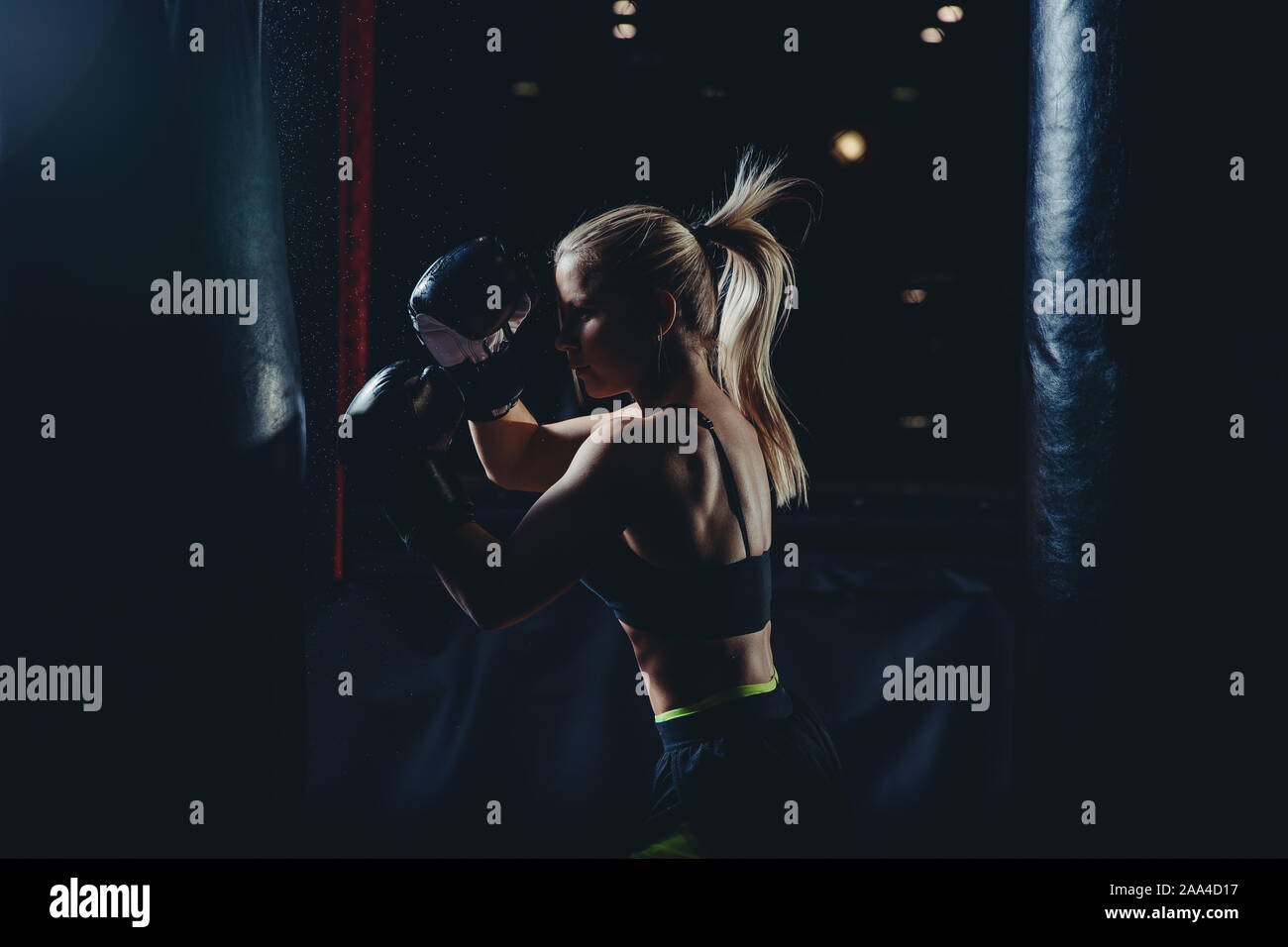 Young blond female boxer boxing -Fotos und -Bildmaterial in hoher ...