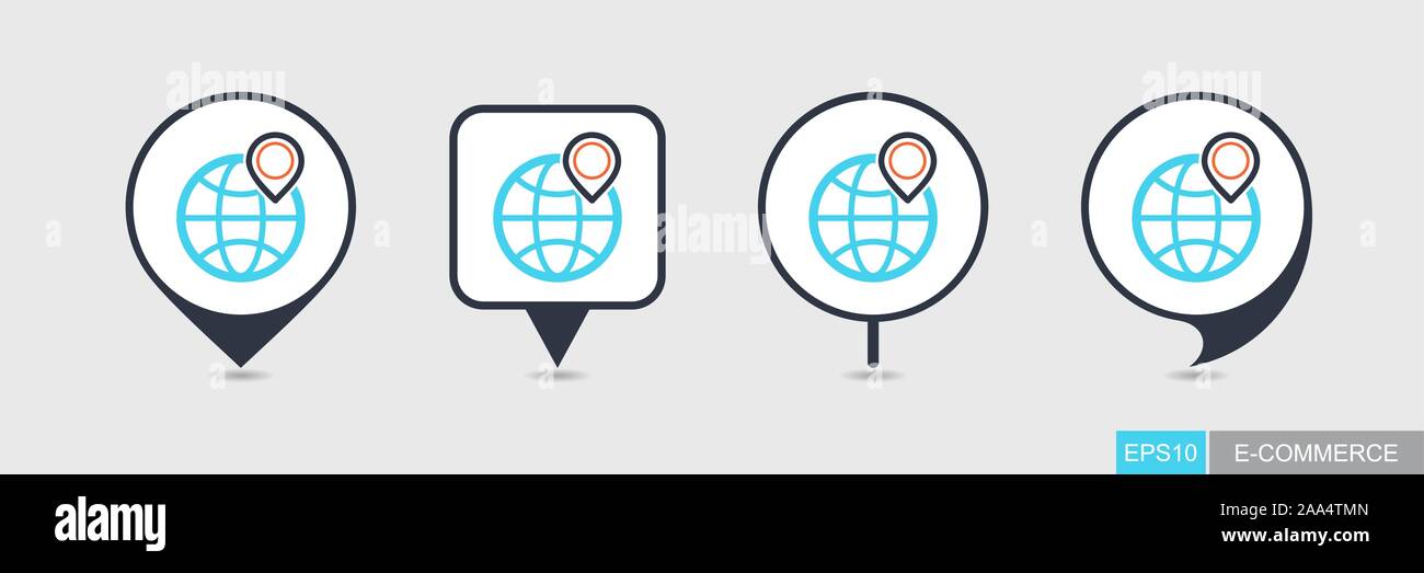 Erde - Planet und Standortmarkierung auf Pin Symbol Karte. E-commerce ...