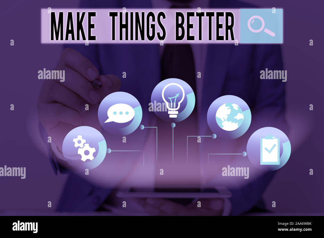 Wort schreiben Text Dinge besser machen. Business foto Präsentation tun ...