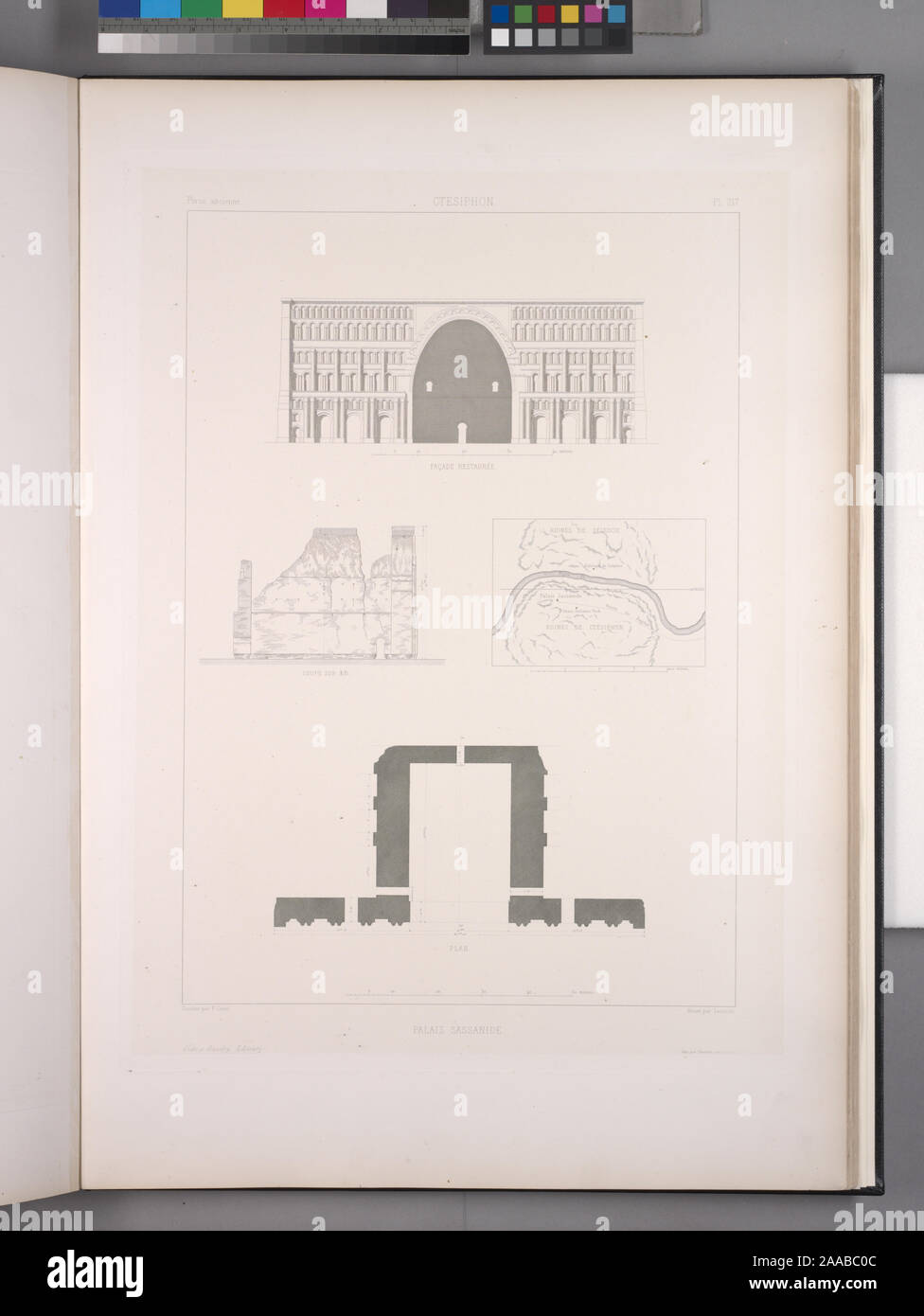 Ktesiphon. Palais sassanide. (Fassade, Coupé et Plan.); Ktesiphon ...