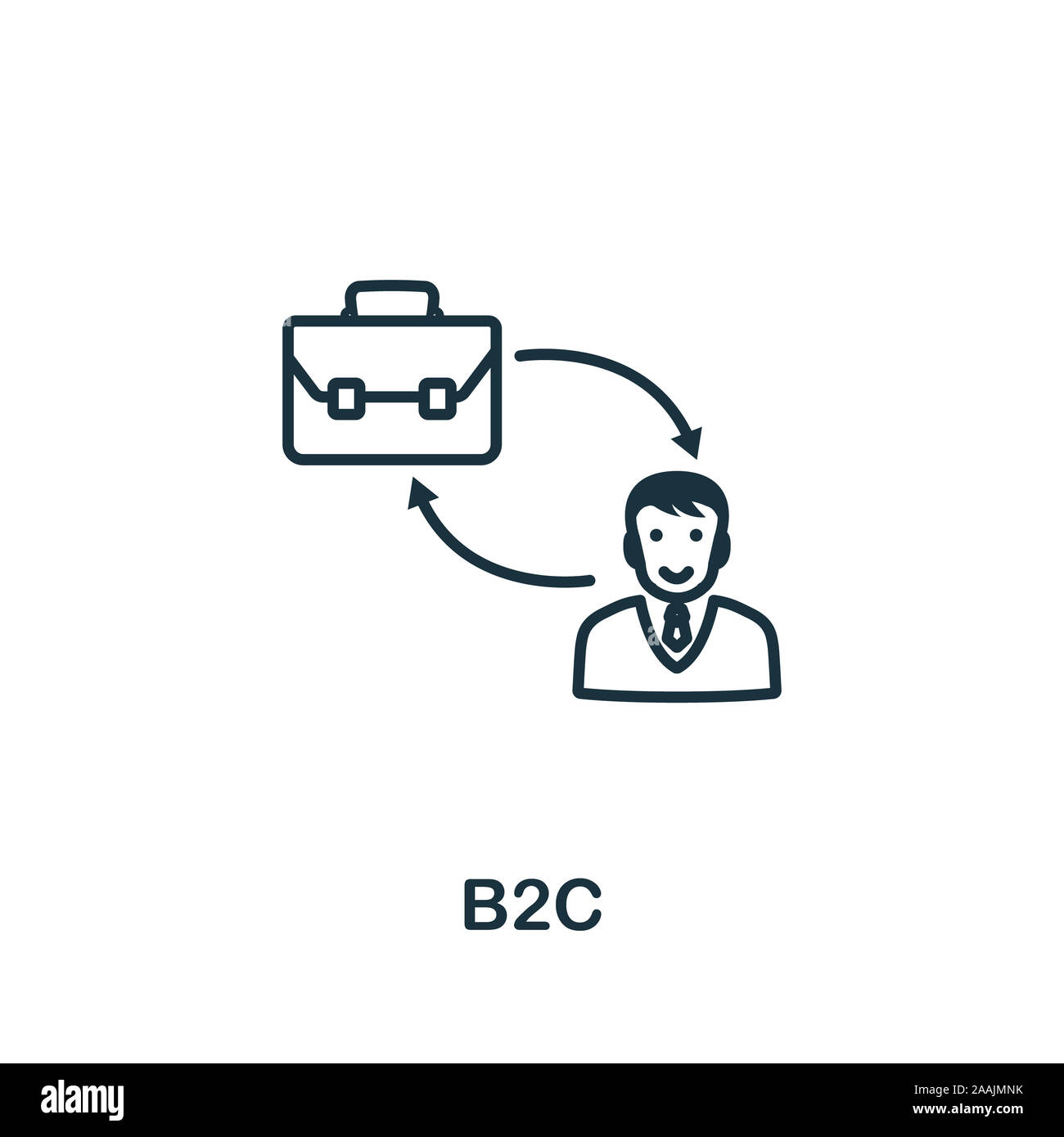 B2C-Symbol Umrisse Stil. Dünne Linie kreative B2C Symbol für Logo ...