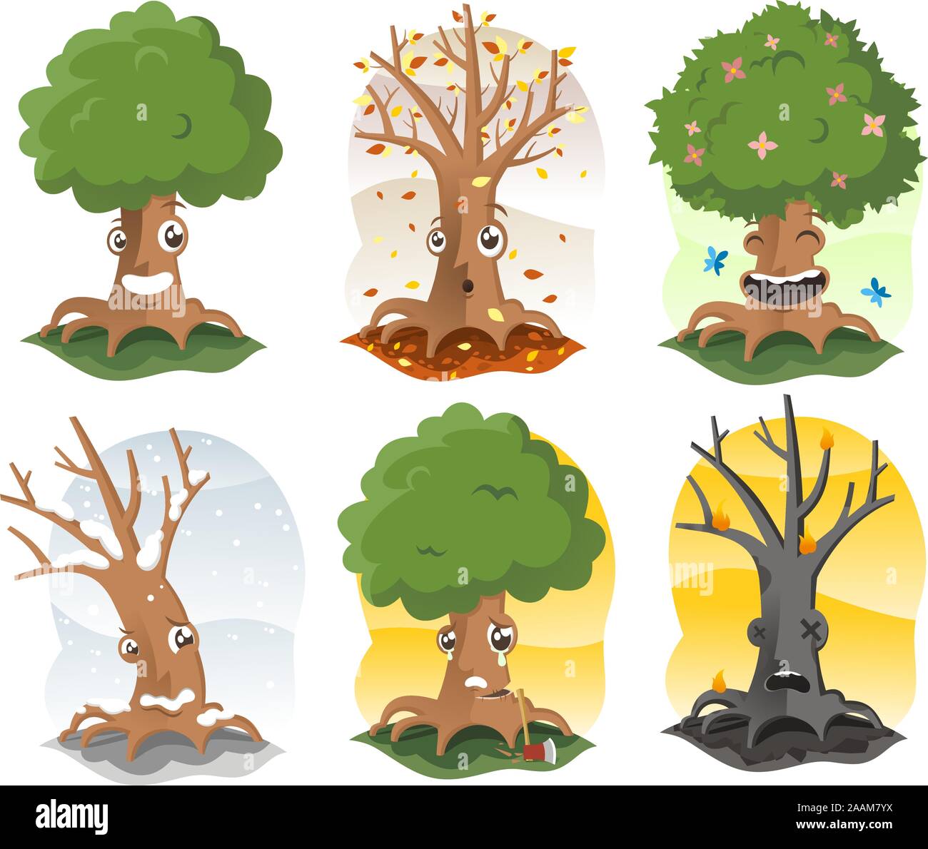 Four seasons cartoon illustration -Fotos und -Bildmaterial in hoher ...
