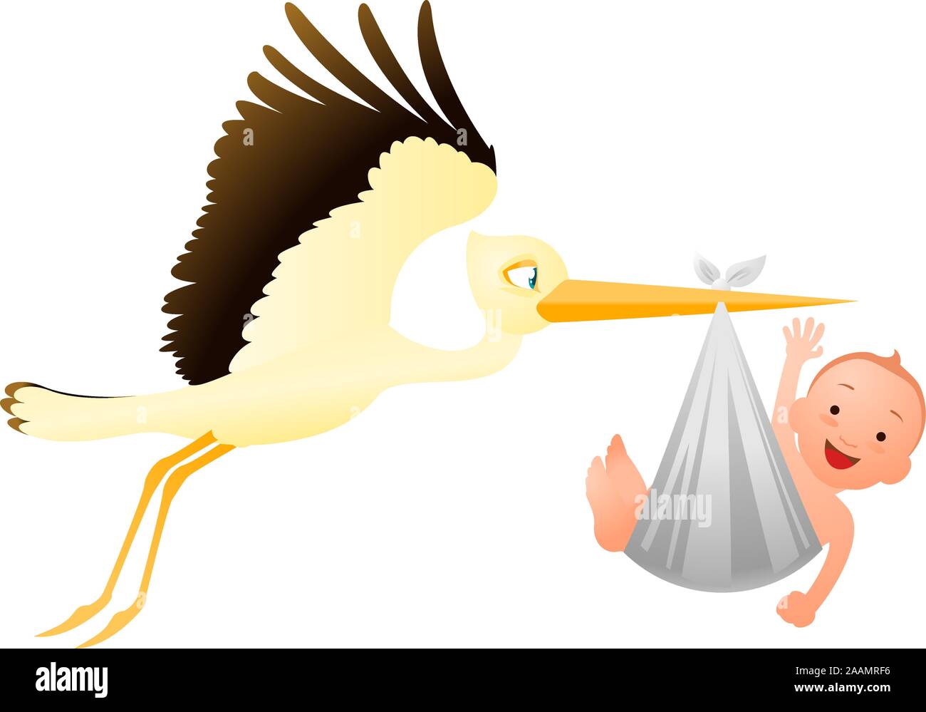 Storch mit Baby Vector Illustration Stock-Vektorgrafik - Alamy