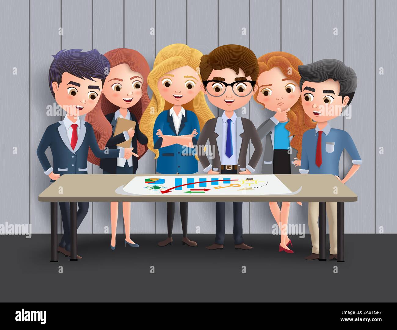 Cartoon business team in meeting -Fotos und -Bildmaterial in hoher ...