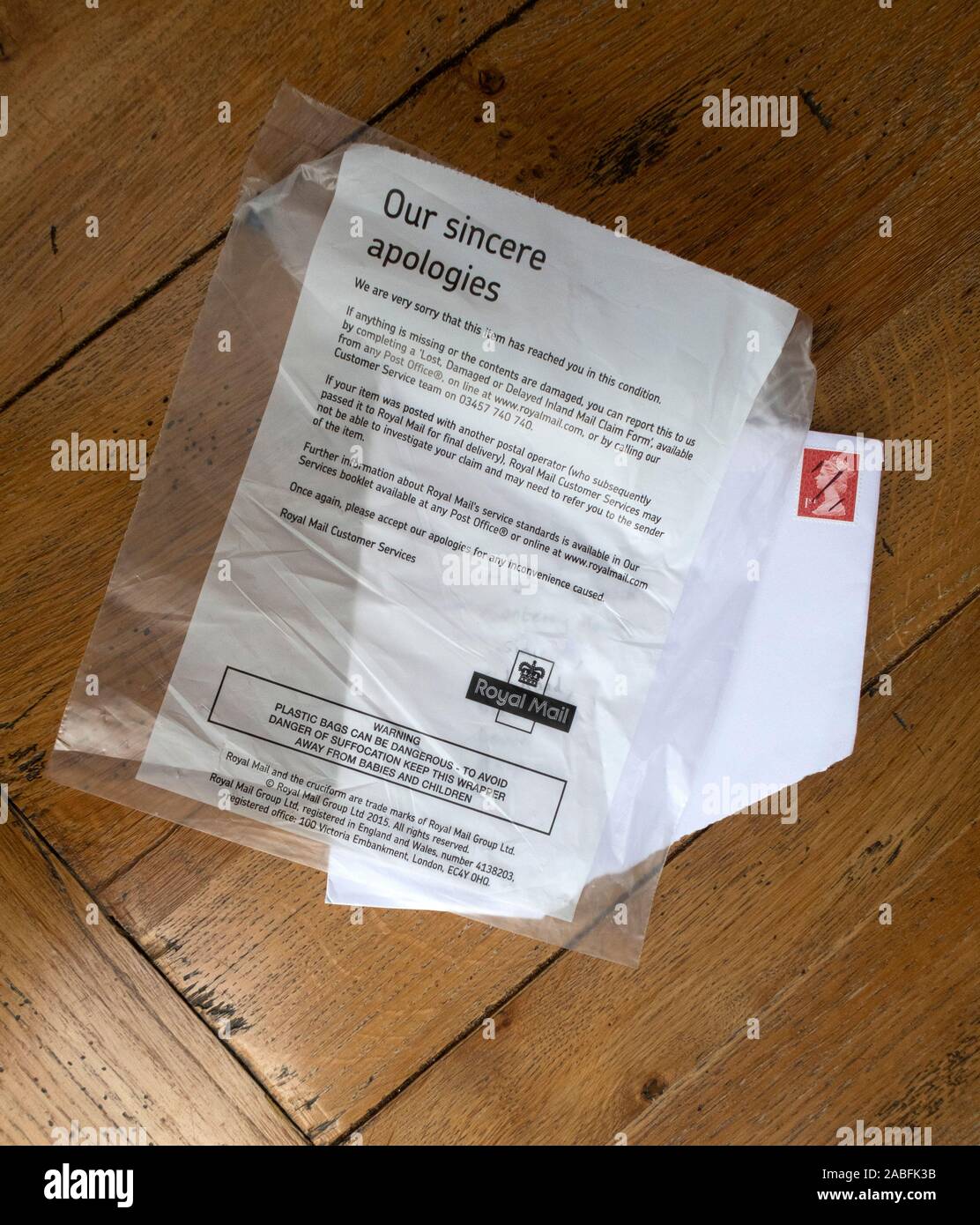 Royal Mail Entschuldigung Schreiben der Post. Brief, Geburtstagskarte ...