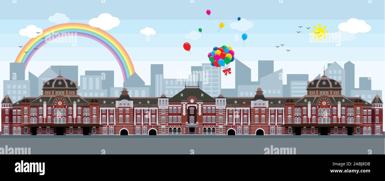Bahnhof von Tokio in Japan, Vector Illustration Stock-Vektorgrafik - Alamy