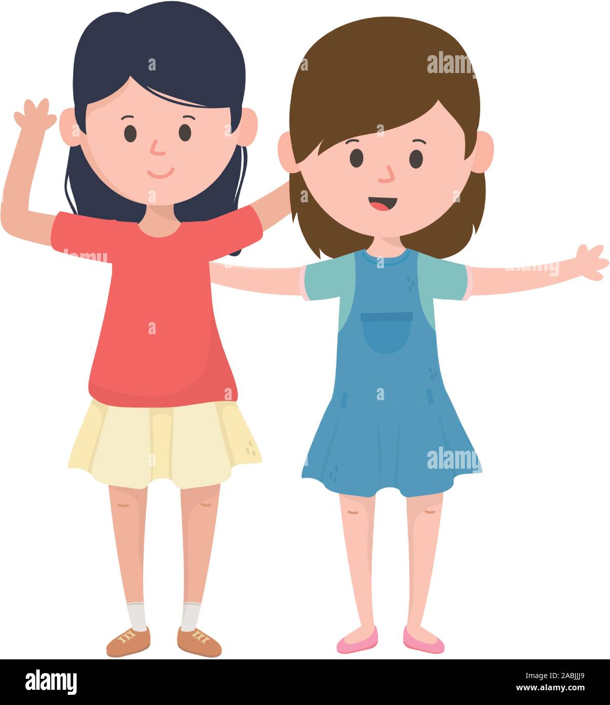 Zwei Frauen umarmen freundlich Zeichen Vector Illustration Stock ...