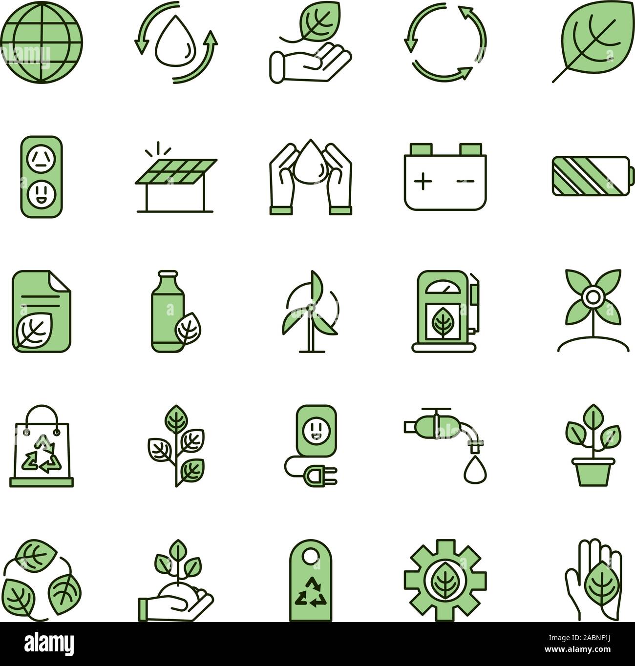 Umwelt Ökologie Icons Sammlung Füll- und Vector Illustration Stock ...