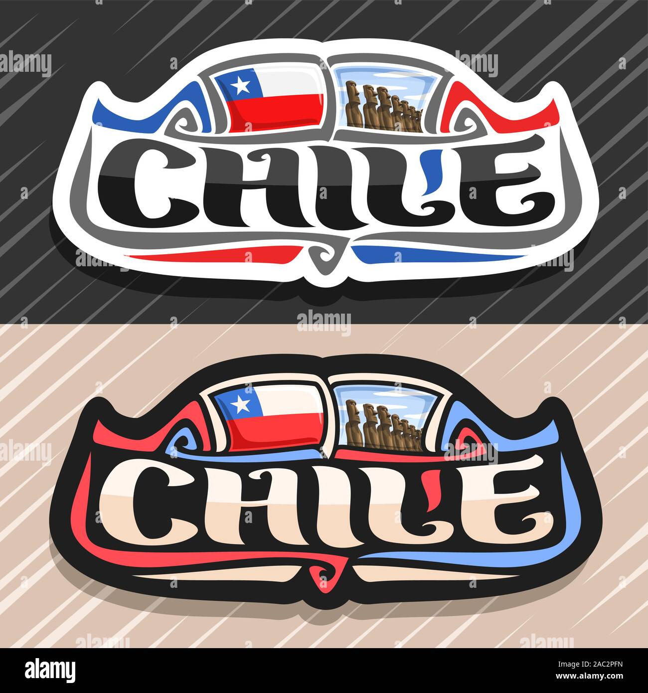 Vektor logo für Chile Land, Kühlschrank Magnet mit chilenischen Staat ...