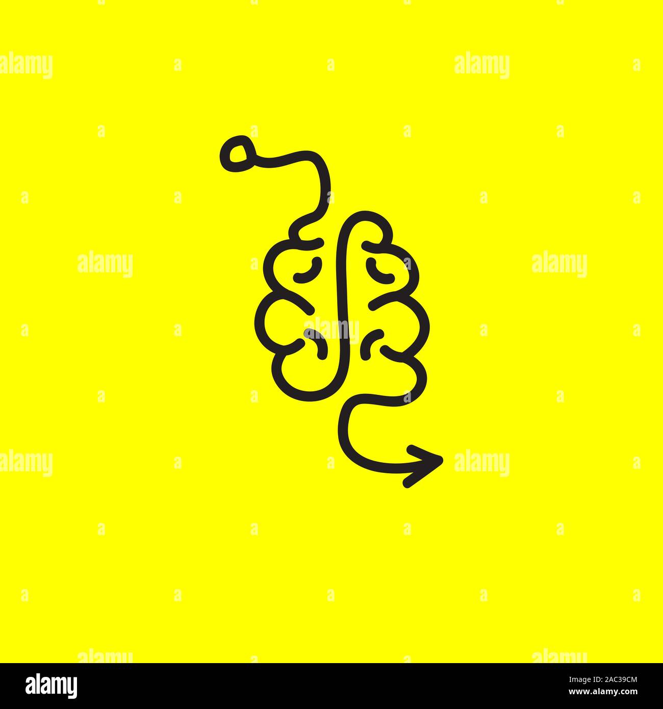 Gehirn und Pfeil, line Hand gezeichnet Symbol, denken Symbol, Vector ...
