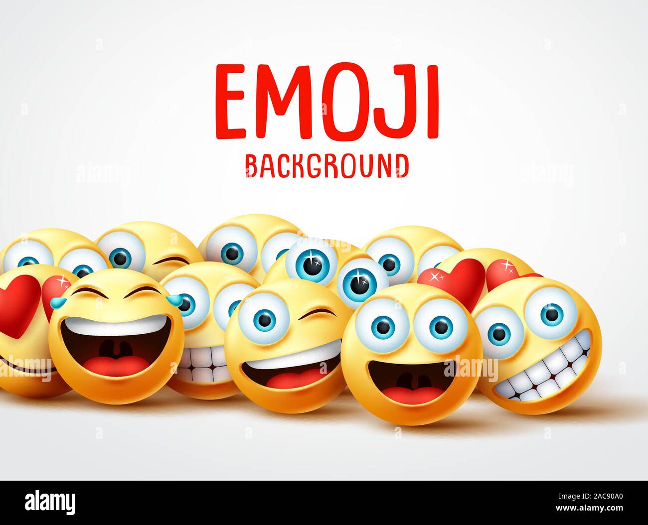 Emojis vector Hintergrund. Lustige Smileys emoji Hintergrund Text mit ...