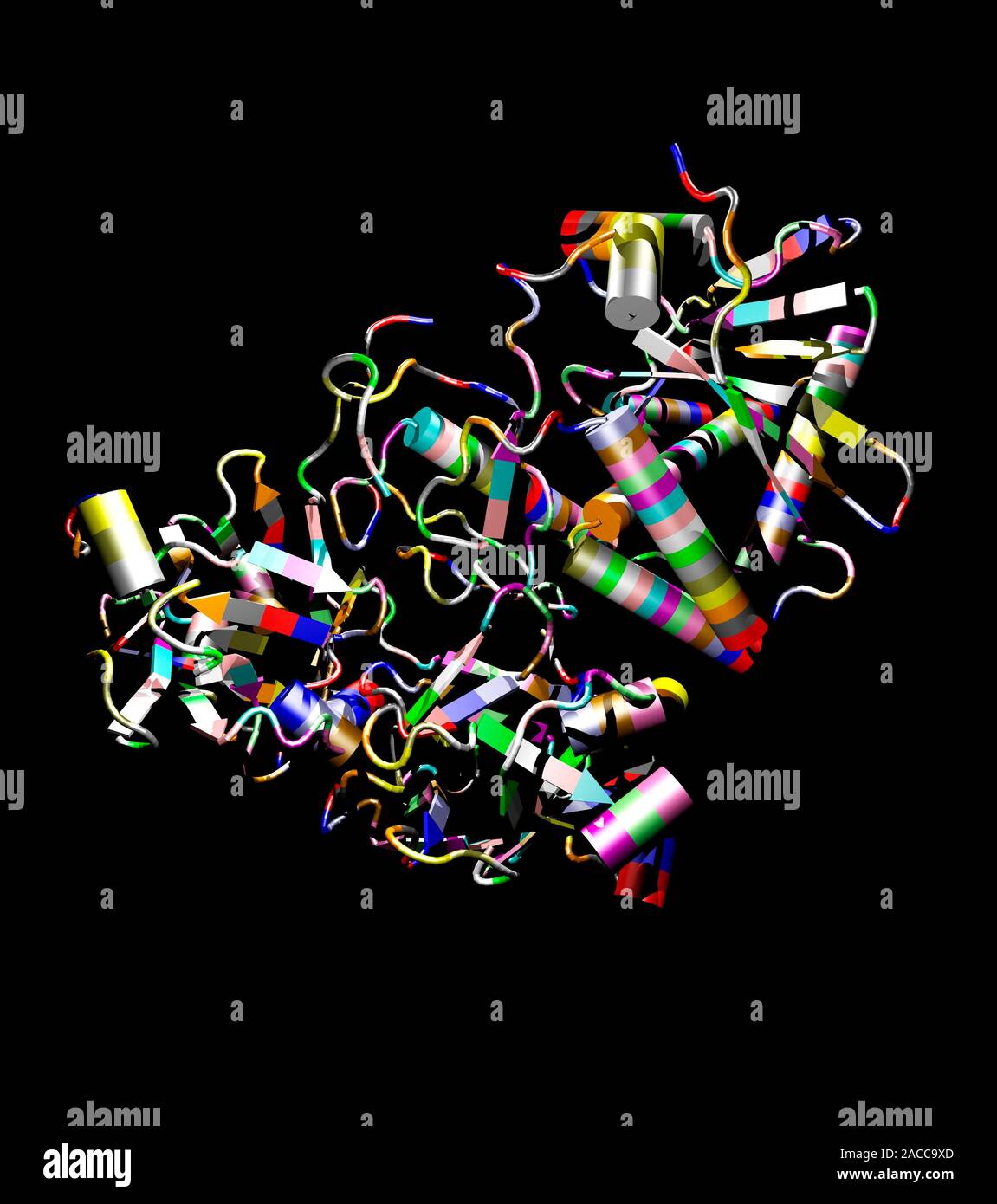 Ricin. Computer Modell eines Moleküls des giftigen Proteins Ricin. Es ...