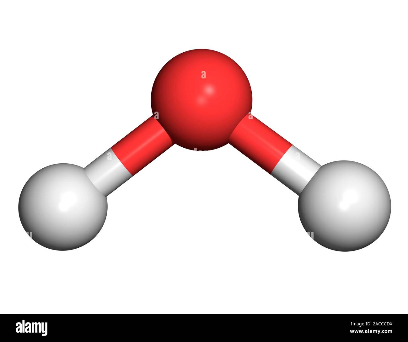 Wassermolekül. Computer Modell eines Moleküls von Wasser. Atome sind ...