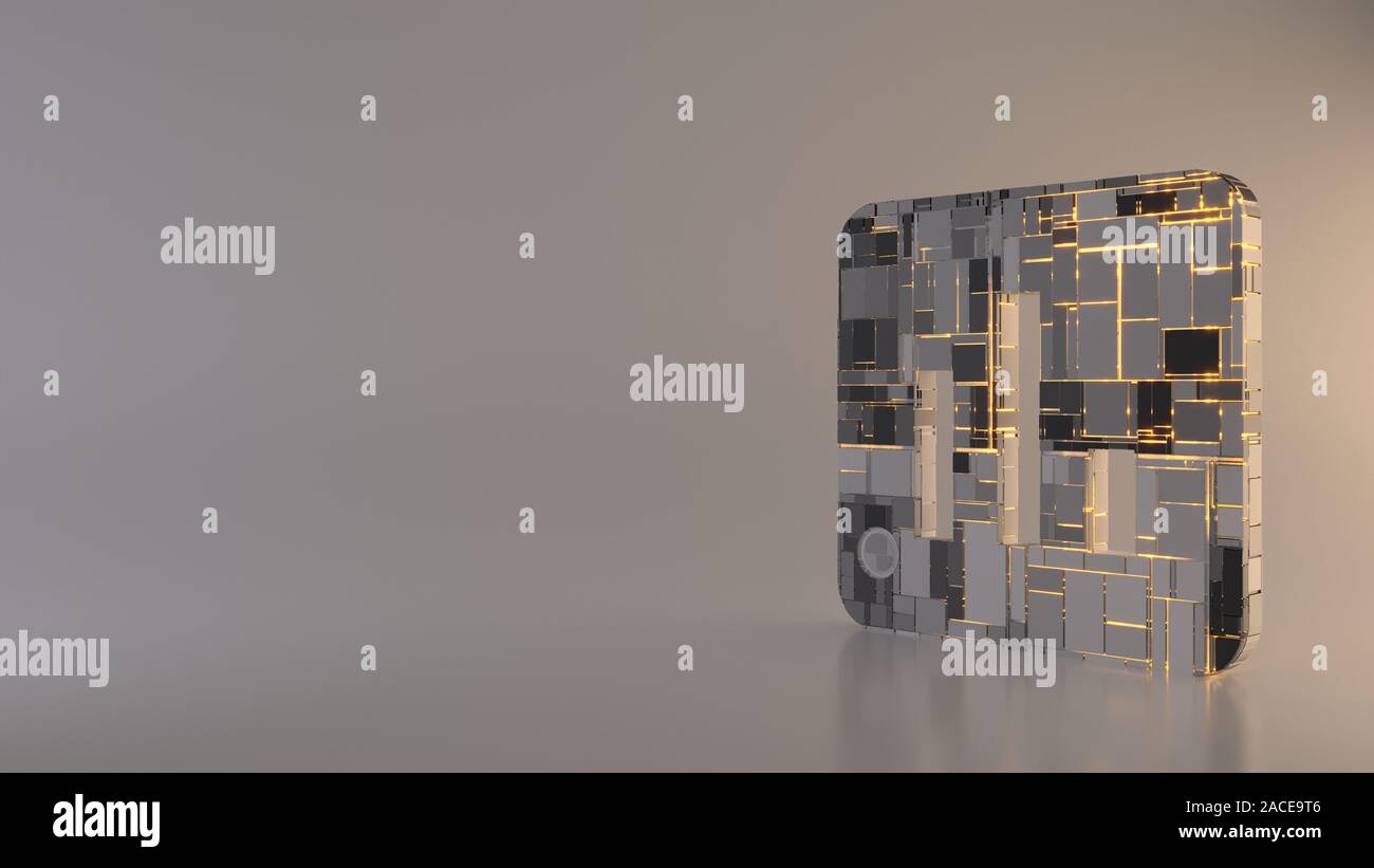 3D-Rendering metal Techno rechteckige Geometrische greeble Symbol der ...