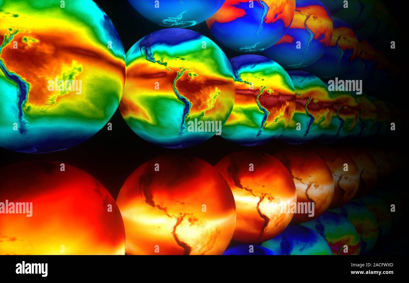 Wasserdampf Verteilung, computer Modell. Farbige Supercomputer ...