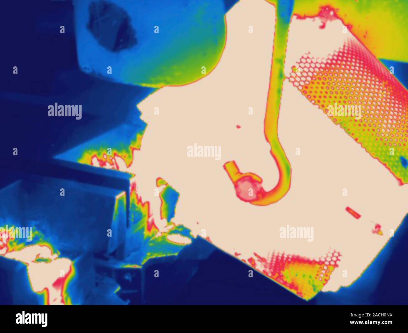 Thermogramm zeigt Temperatur Variation von gießt geschmolzenes Metall ...