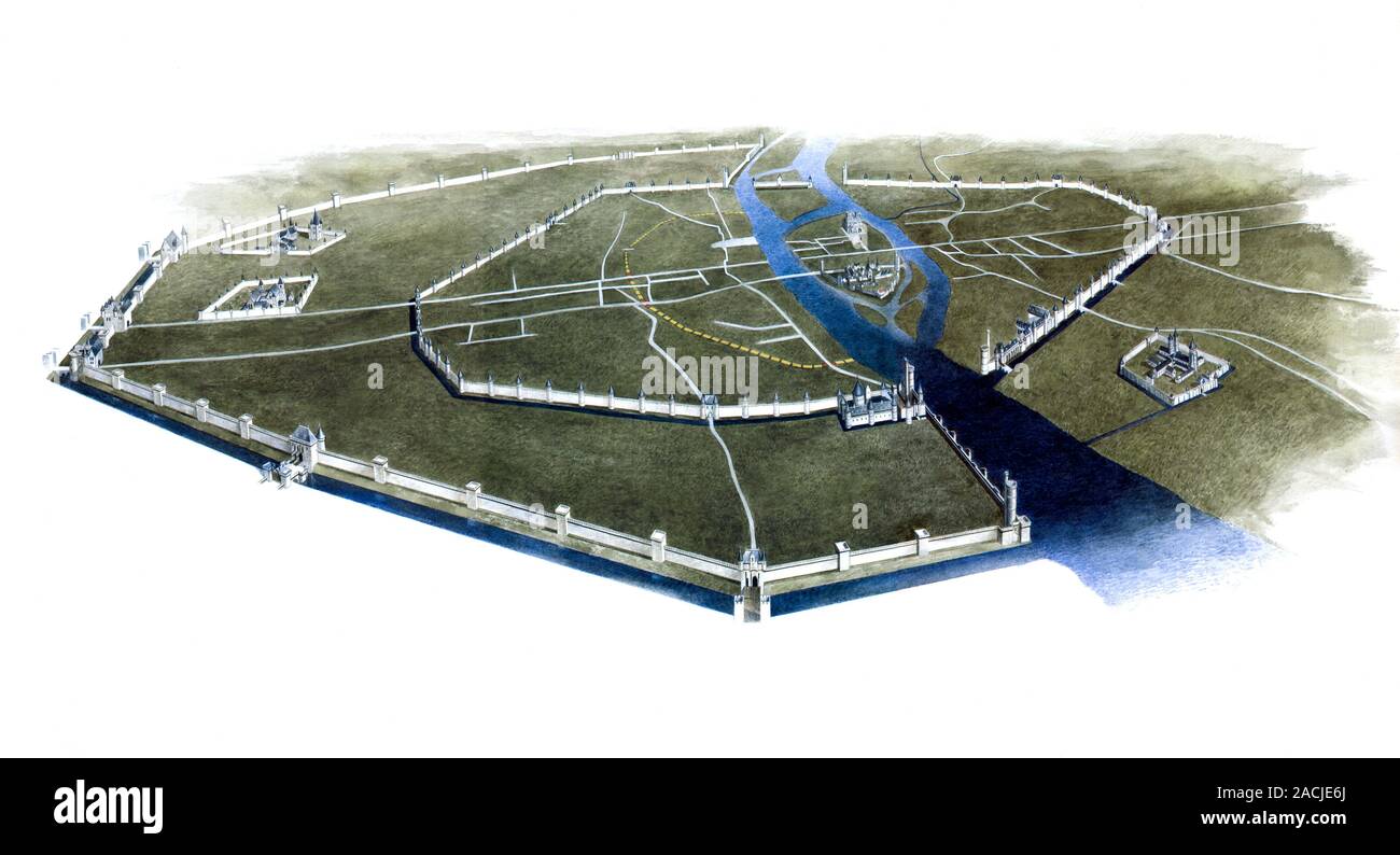 Mittelalterlichen Paris. Künstlerische Darstellung von Paris ...