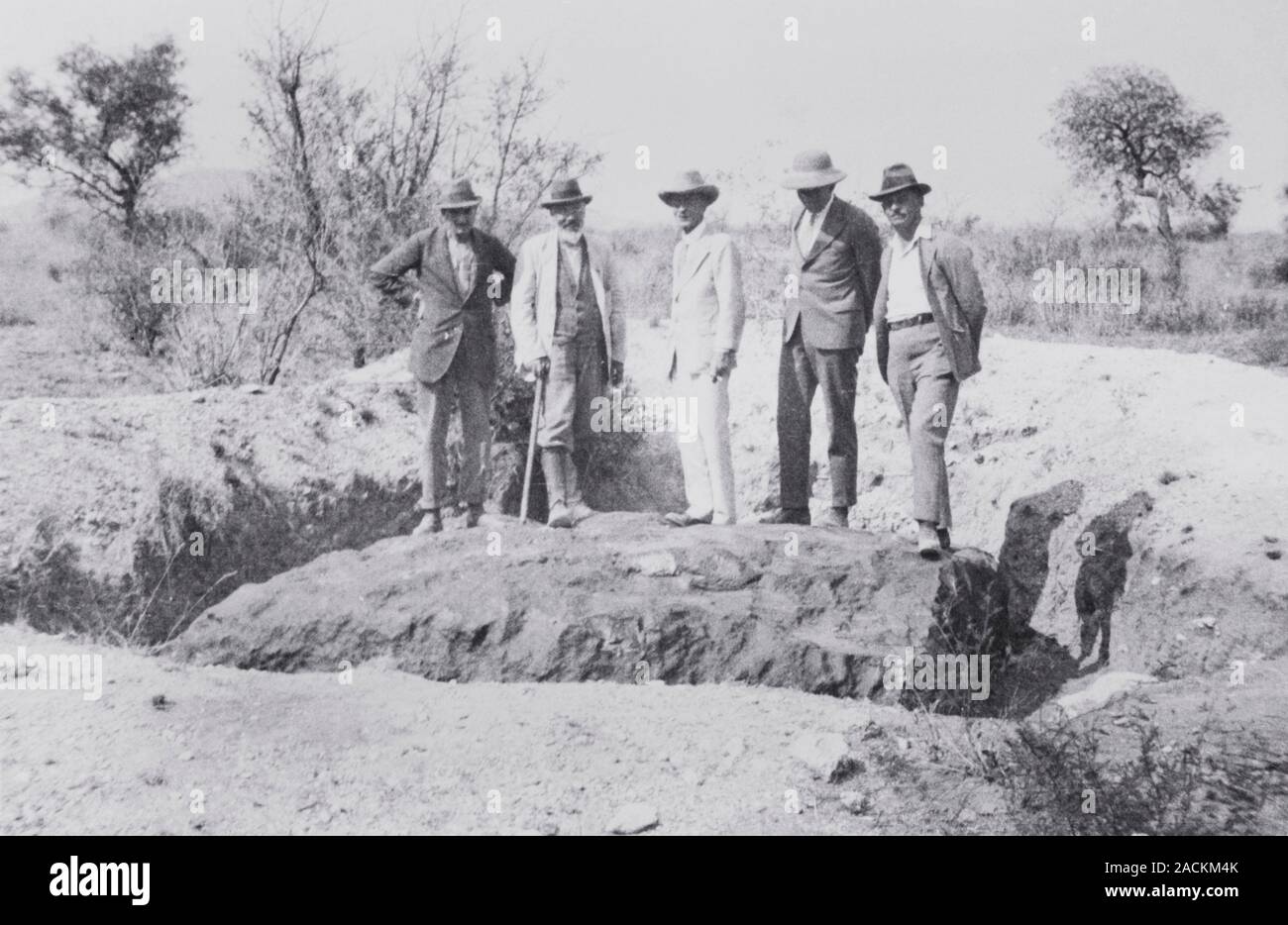 Gruppe von Wissenschaftlern, die auf dem Hoba Meteorit. Die Hoba ...
