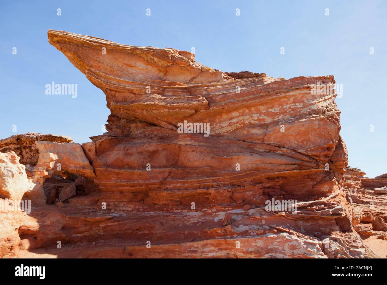 Broome Sandstein, eine primäre sedimentäre Struktur, die durch die ...