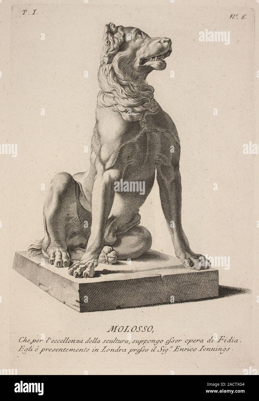 Bild einer klassischen Statue eines Hundes. Molosso, Denkmaeler der ...