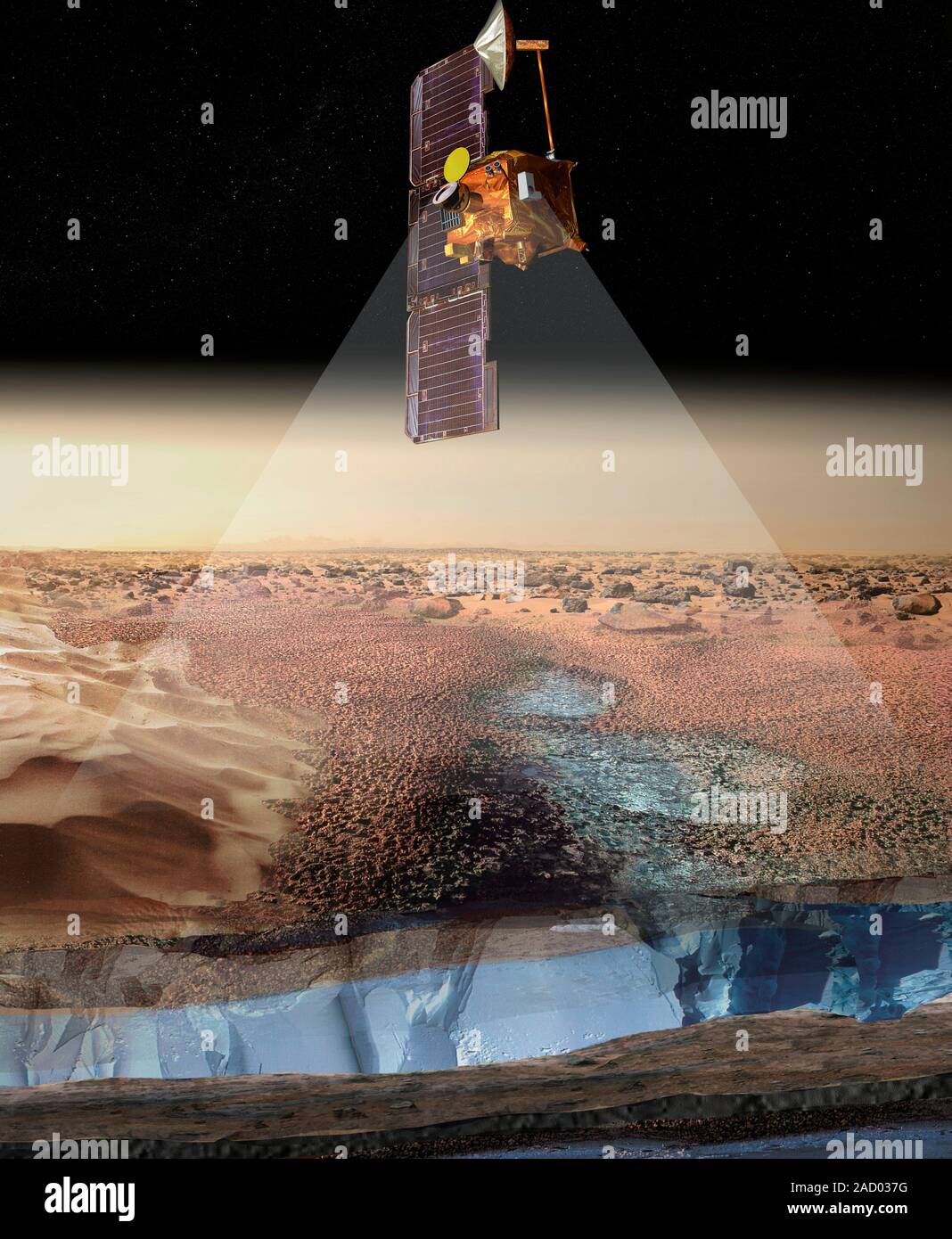 Mars Odyssey sonde Eis erkennen. Computer Abbildung: ice-reichen ...
