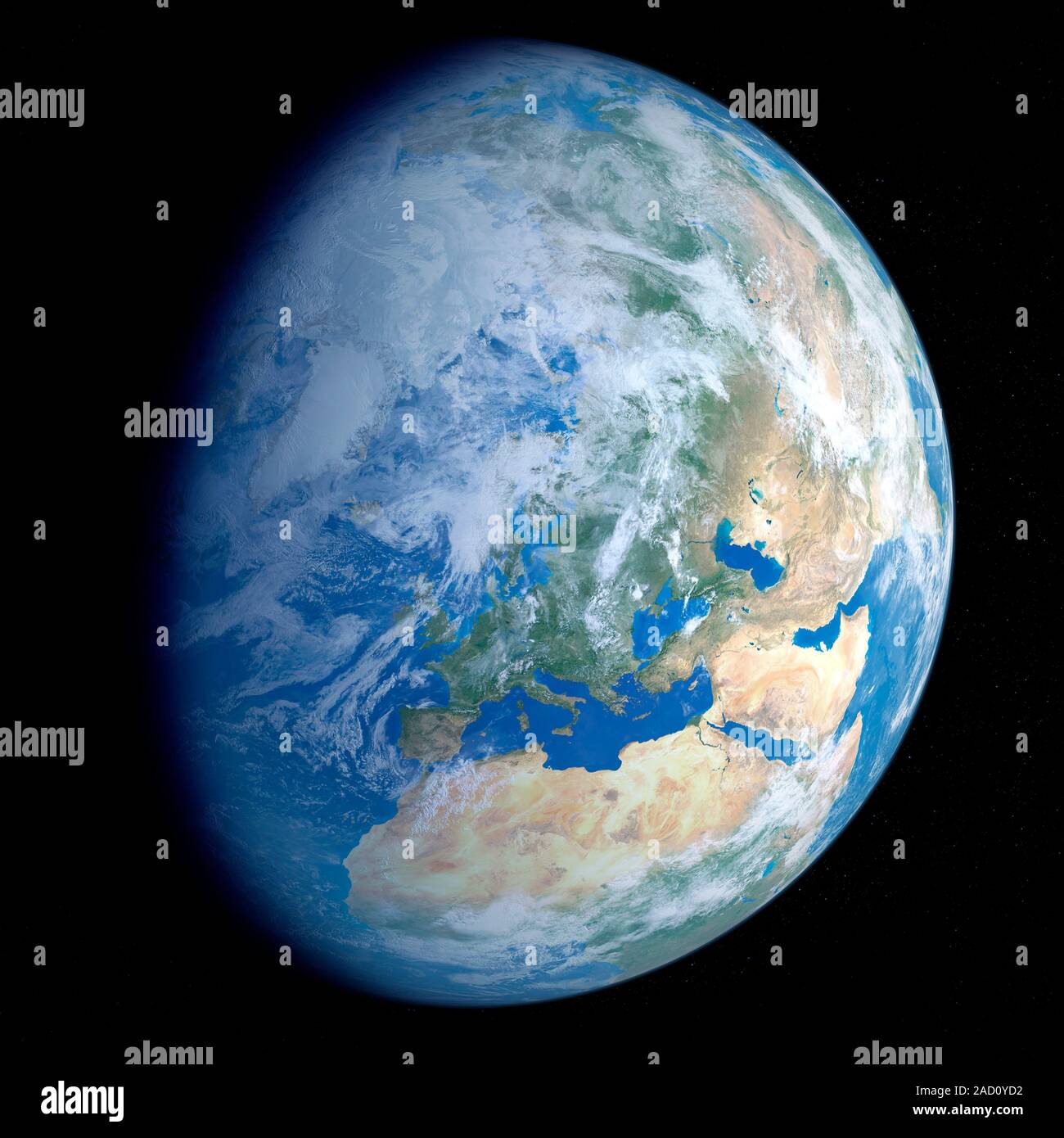 Die Erde aus dem All. Computer Bild der Erde vom Weltraum aus gesehen ...