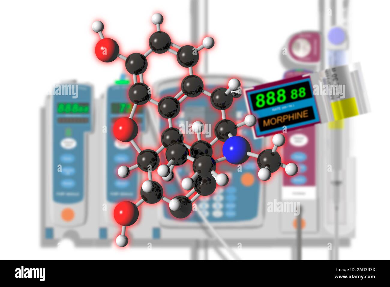 Abbildung: Morphium molekularen Modell mit Patient Controlled Analgesia ...