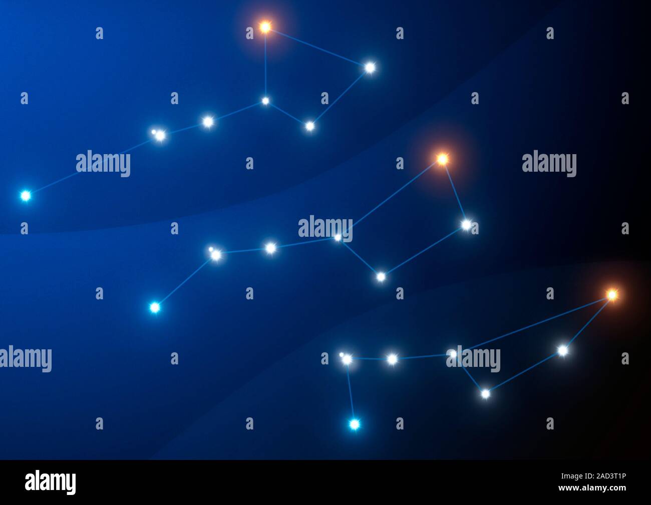 Schematische Darstellung zeigt, wie das Sternbild des Großen Wagens ...