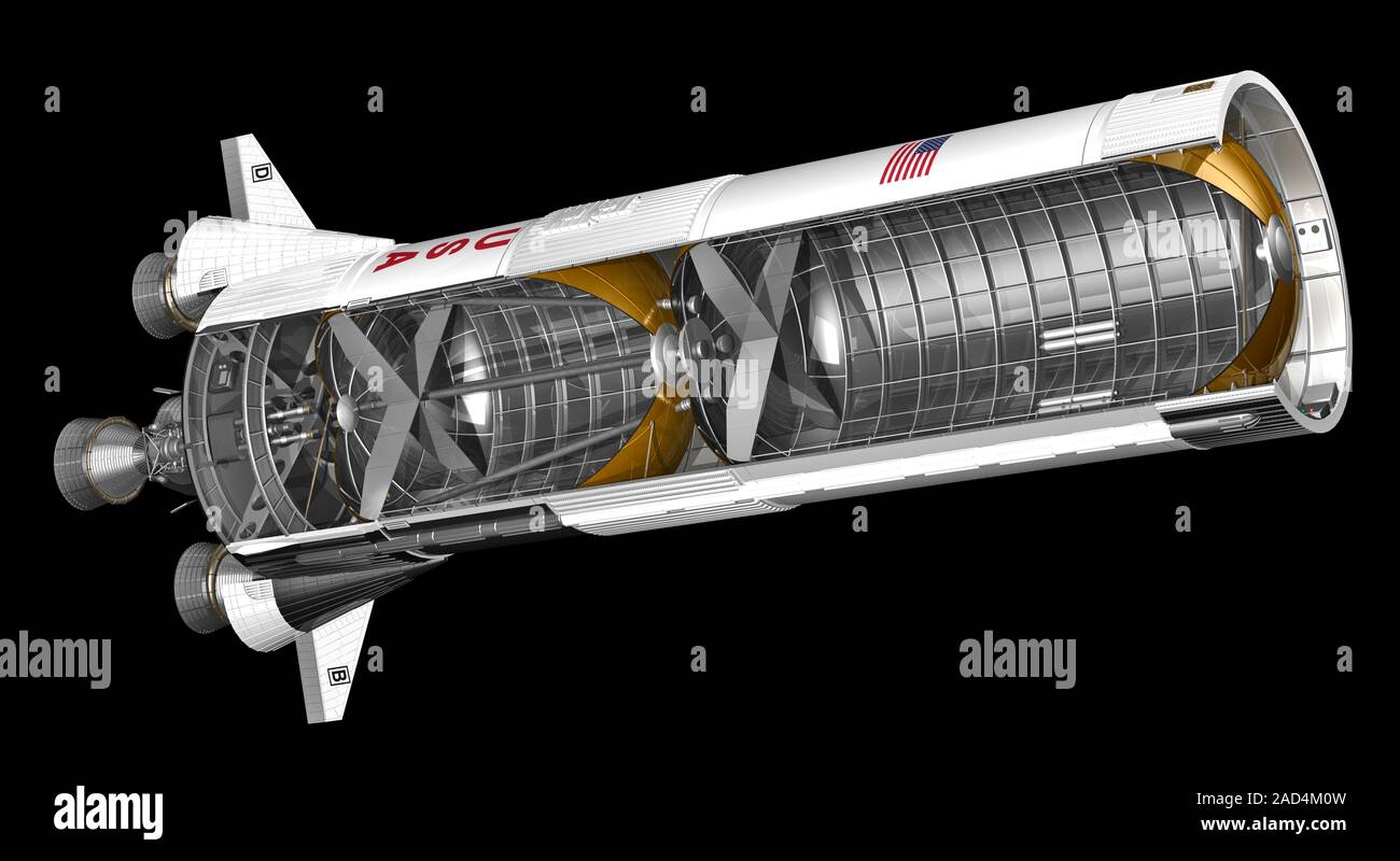 Saturn V Rakete. Cutaway Abbildung der ersten Stufe (S-1C) der Saturn V ...