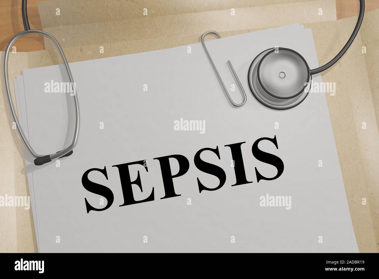 3D-Abbildung der Sepsis Titel auf ein medizinisches Dokument ...