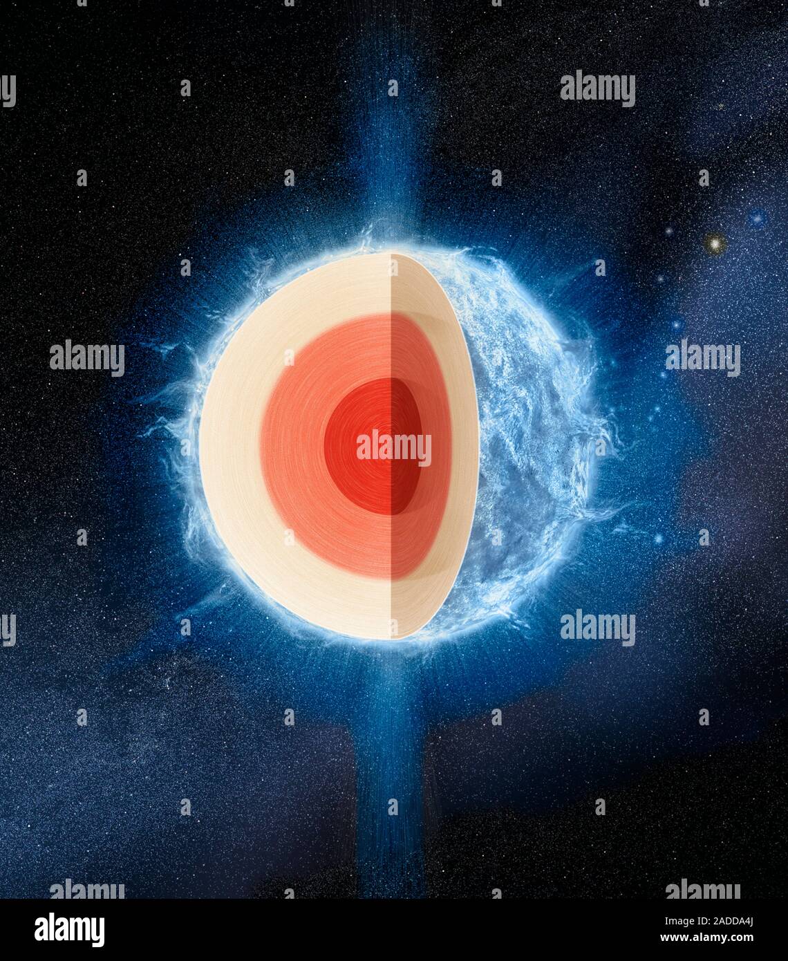 Interne Struktur eines Neutronensterns, Illustration. Dieses super ...