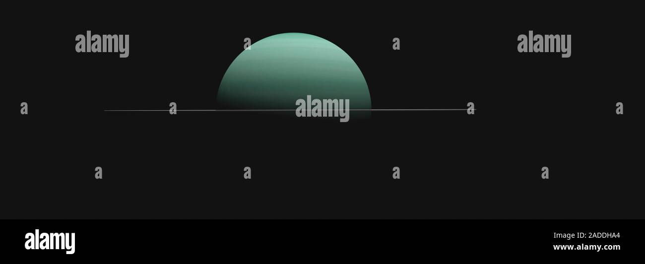 Uranus und seine Ringe, Illustration. Uranus ist der siebte Planet von ...