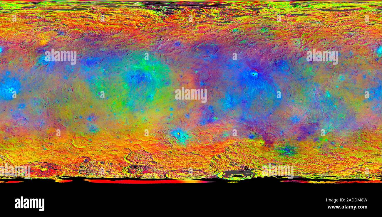Ceres. False - Color Map - projizierte Ansicht der Oberfläche des ...