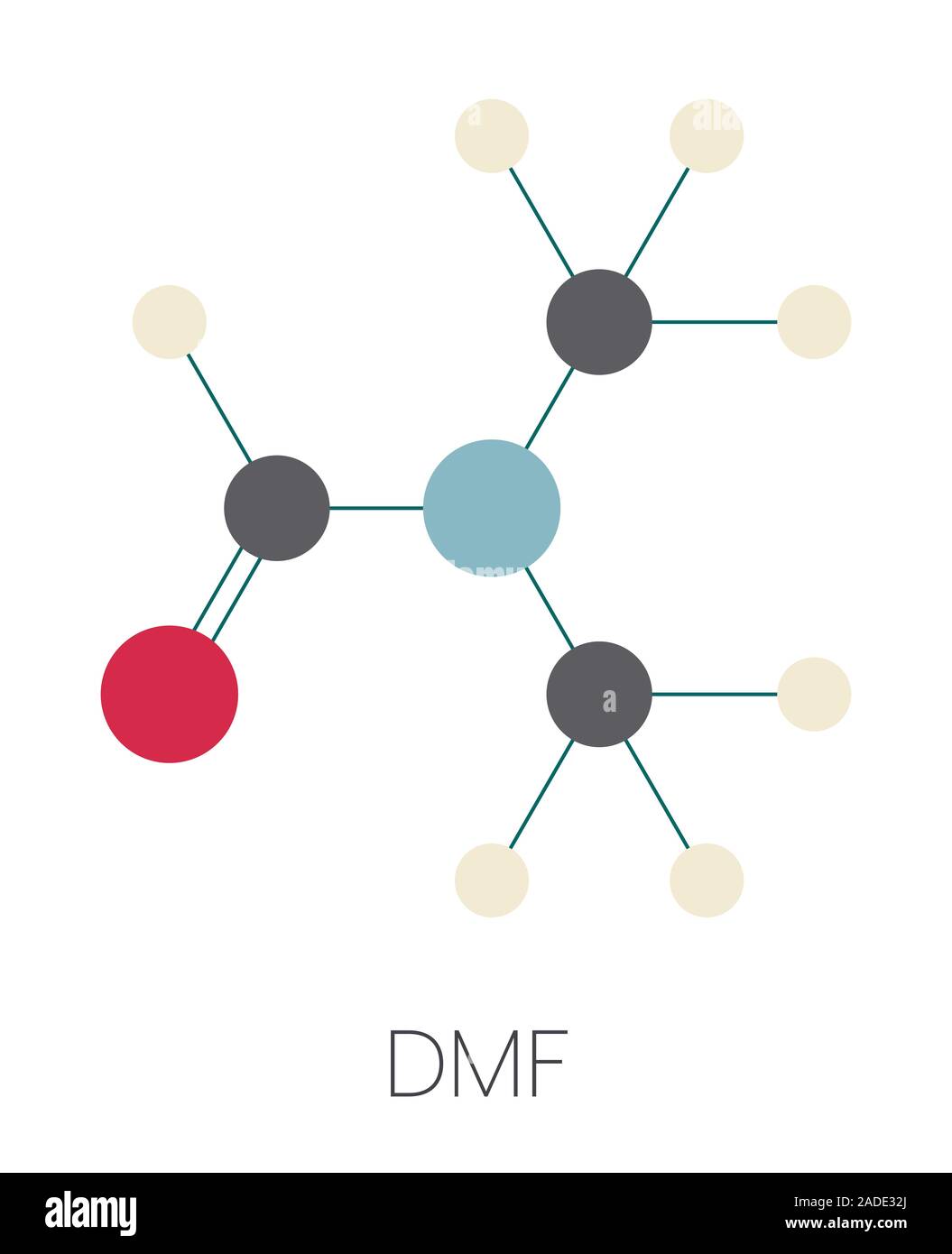 Dimethylformamid (DMF) chemische Lösungsmittel Molekül. Stilisierte ...