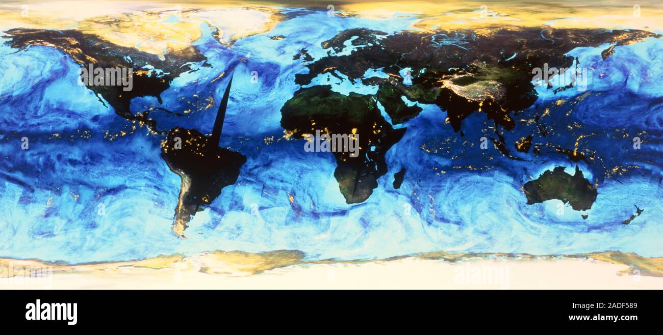 Wasserdampf Karte. Aqua Sat-Karte von Wasserdampf in der Atmosphäre ...