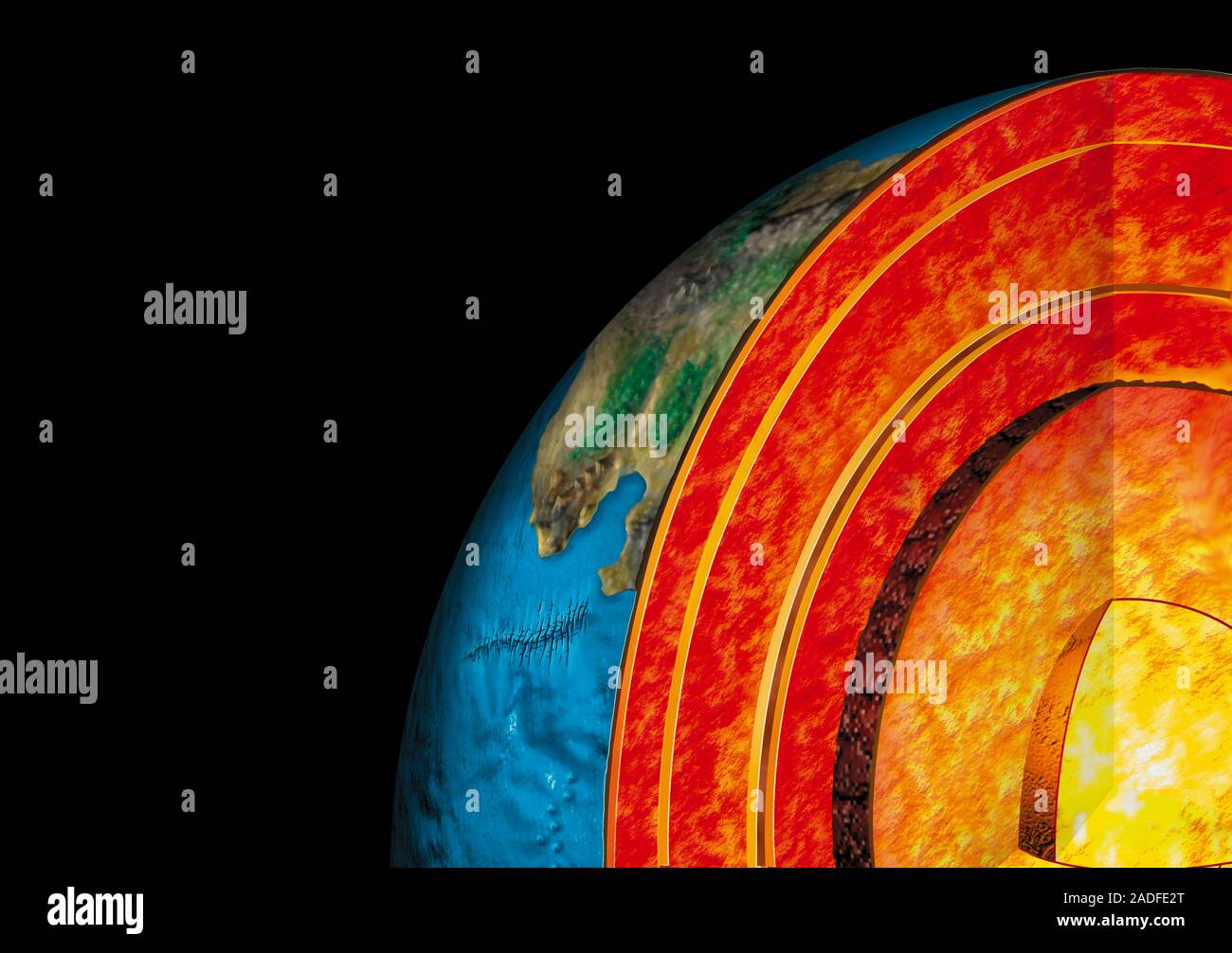 Struktur der Erde. Cutaway computer Abbildung der internen Struktur der ...