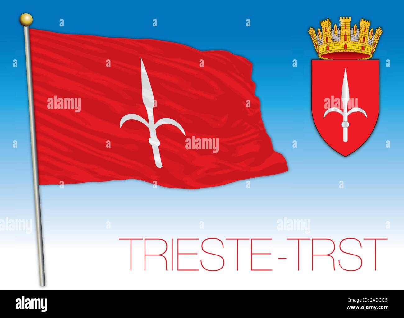 Triest italienische Stadt Flagge und Wappen, Vector Illustration Stock ...