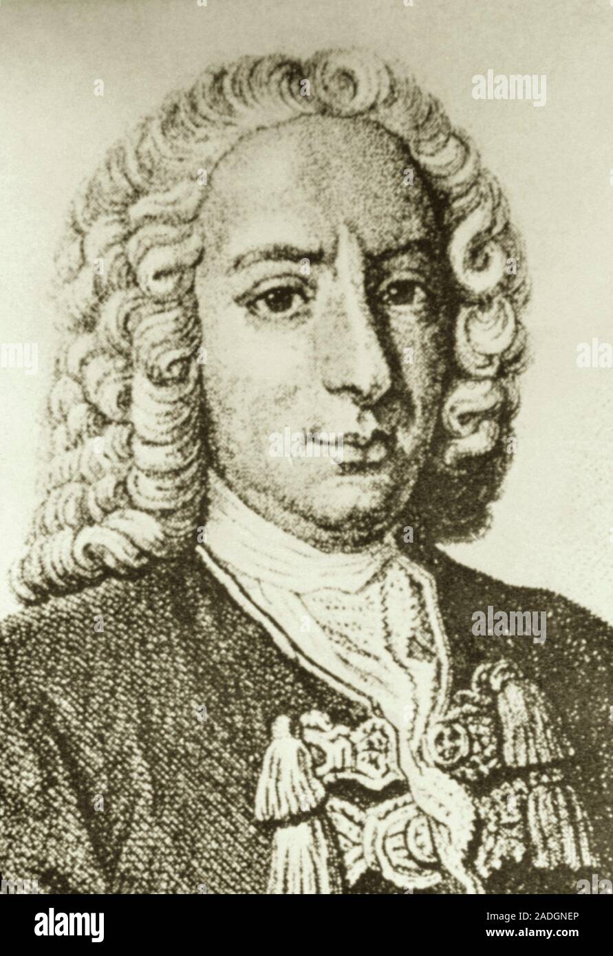 Porträt der Schweizer Mathematiker Daniel Bernoulli, 1700-1782. Die ...