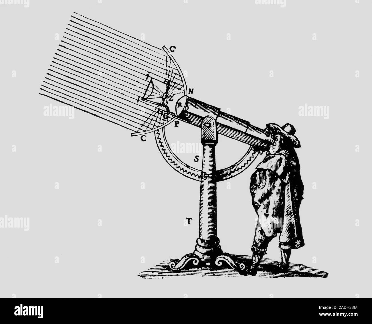 Eine Zeichnung der 'Giant' Mikroskop von Rene Descartes' 'ioptrique ...